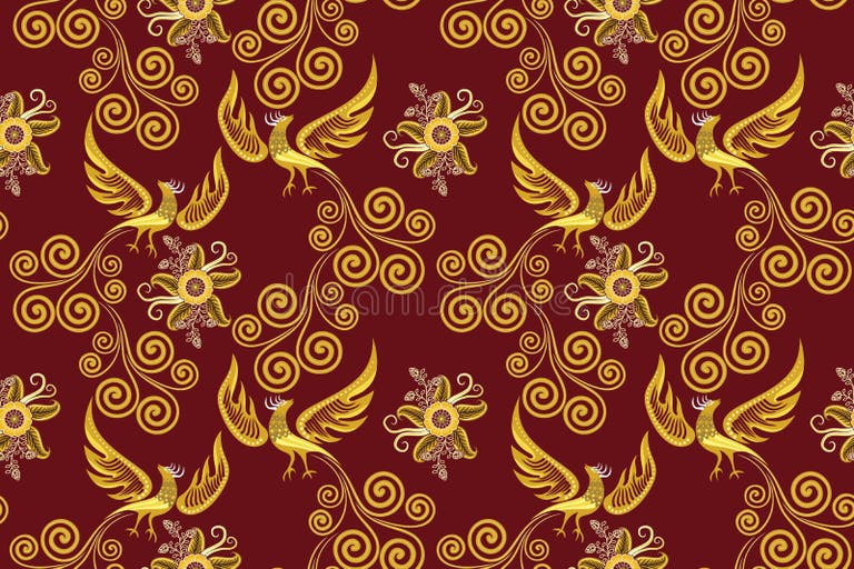 Seamless Pattern with Phoenix Vector Illustration Stock Vector ...