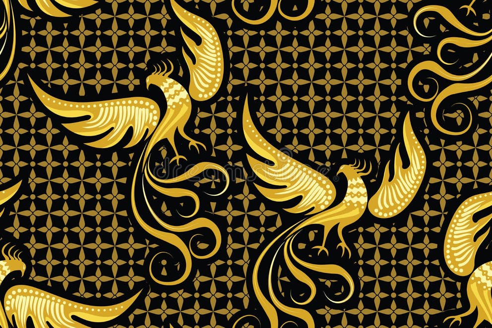 Seamless Pattern with Phoenix Vector Illustration Stock Vector ...