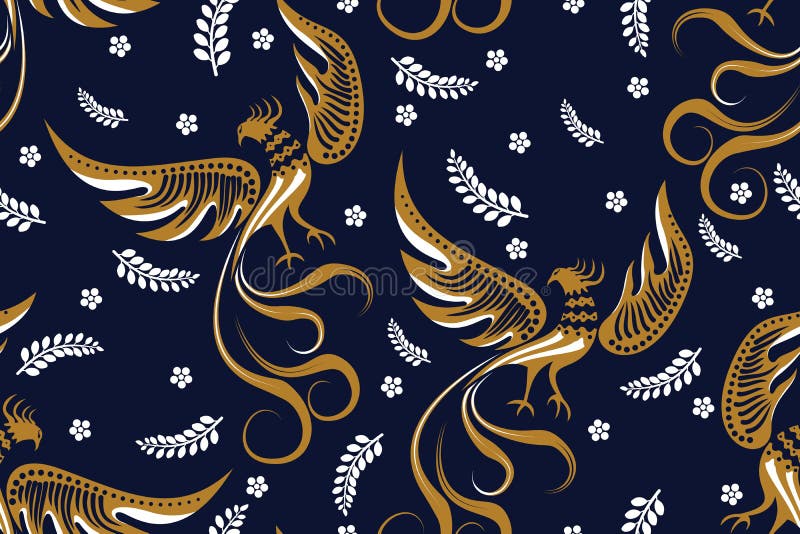 Seamless Pattern with Phoenix Vector Illustration Stock Vector ...