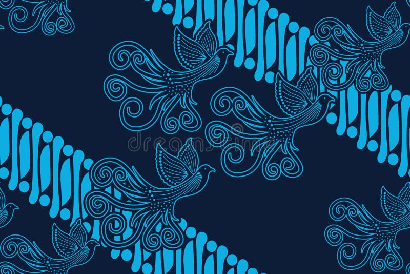 Seamless Pattern with Phoenix Vector Illustration, Indonesian Batik ...