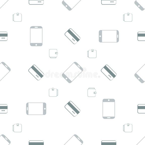 Seamless Pattern with Phones and Cards Stock Vector - Illustration of ...
