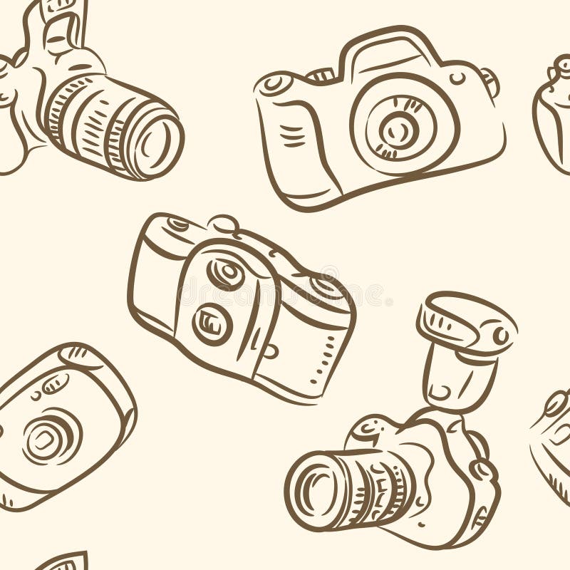 Seamless Pattern. Photo Camera Set Stock Vector - Illustration of ...