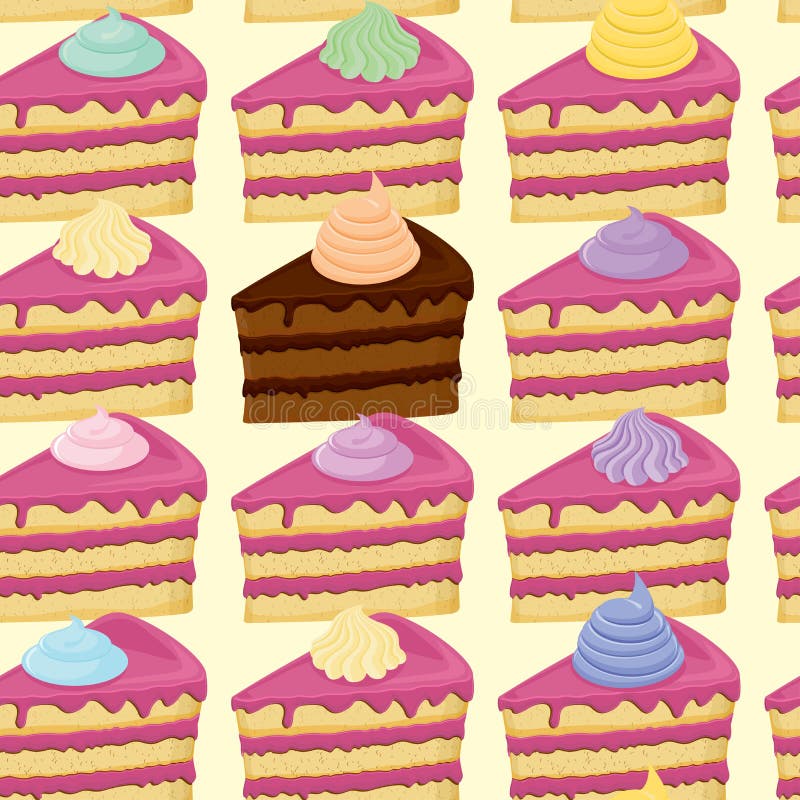 Seamless Pattern with Pieces of Cakes. Stock Vector - Illustration of ...
