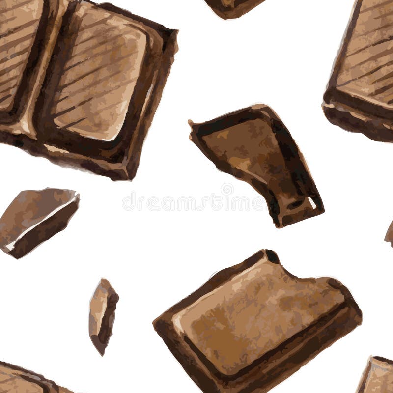 Seamless Pattern with Pieces of Chocolate Stock Vector - Illustration ...