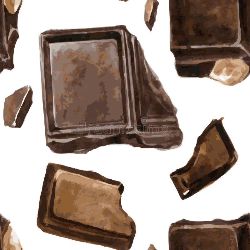 Seamless Pattern with Pieces of Chocolate Stock Vector - Illustration ...