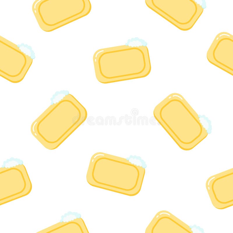 Seamless Pattern Pieces of Solid Yellow Soap. Color Illustration on a ...