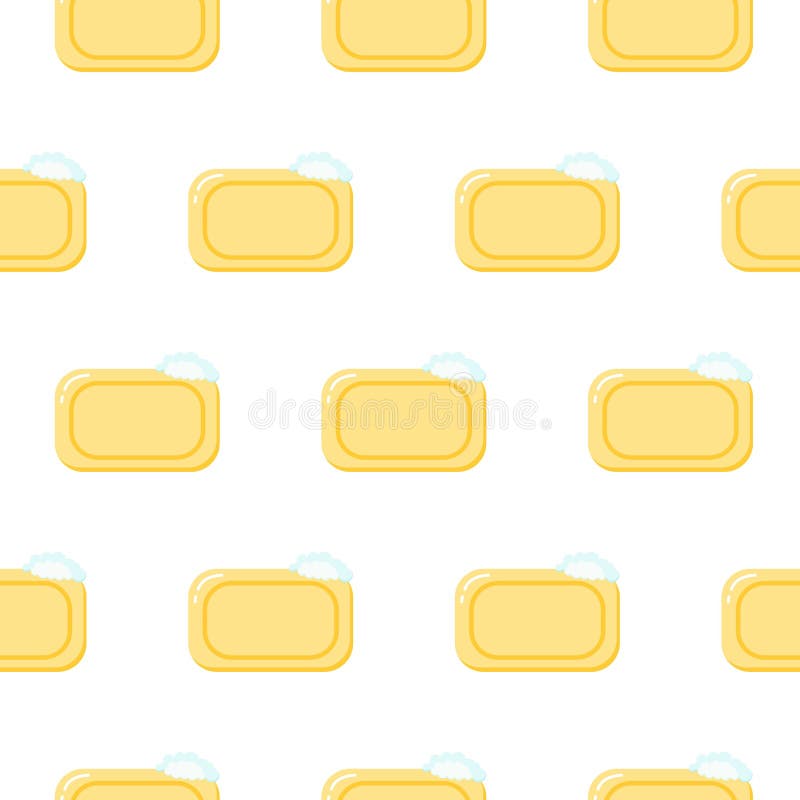 Seamless Pattern Pieces of Solid Yellow Soap. Color Illustration on a ...