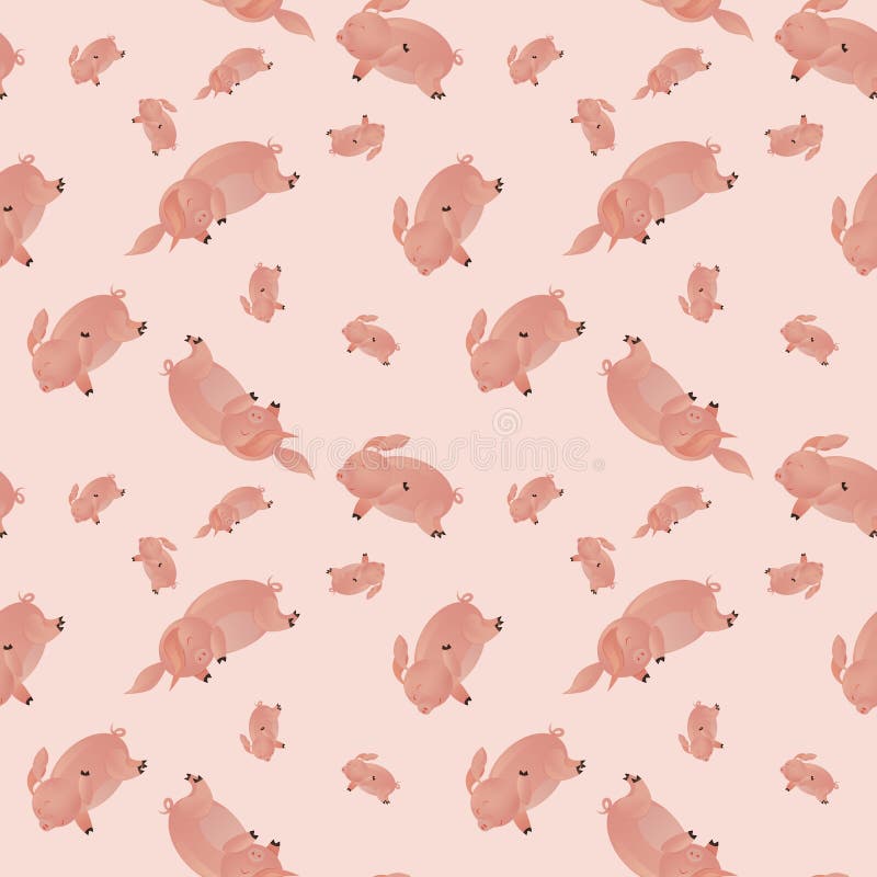 Seamless Pattern with Pig, Vector Textile Fabric. Sweet Pig Stock ...