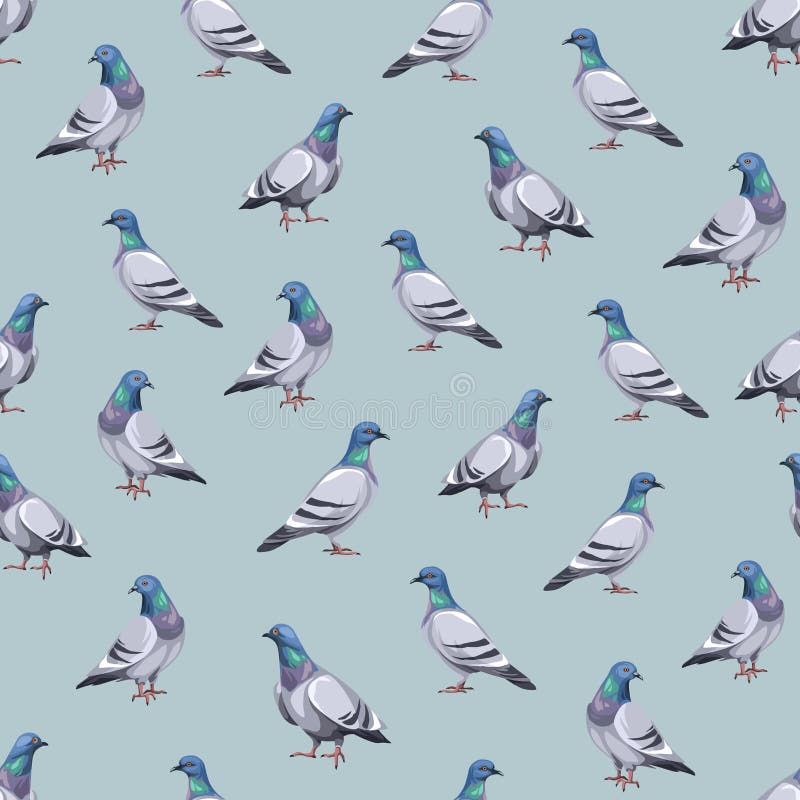 Seamless Pattern with Pigeons. Vector Illustration Stock Vector ...
