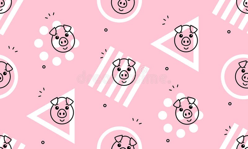 Seamless pattern with pigs stock vector. Illustration of swine - 223308903
