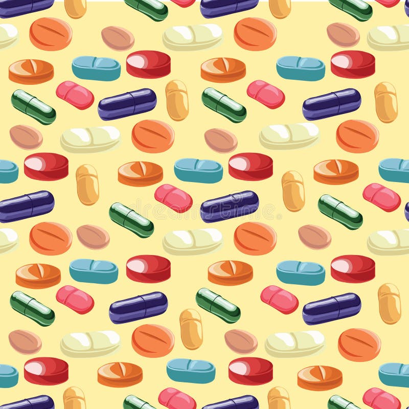 Seamless Pattern with Pills on Light Background Stock Vector ...