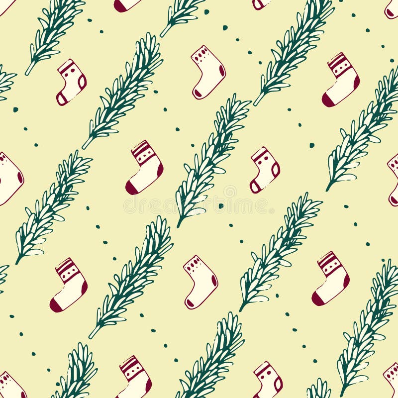Seamless Pattern with Pine Branches. Vector. Stock Vector - Illustration of vector, forest: 82326704