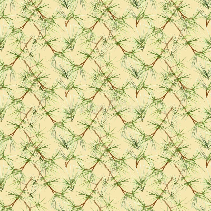 Seamless Pattern of Pine Tree Branches. Watercolor Illustration ...