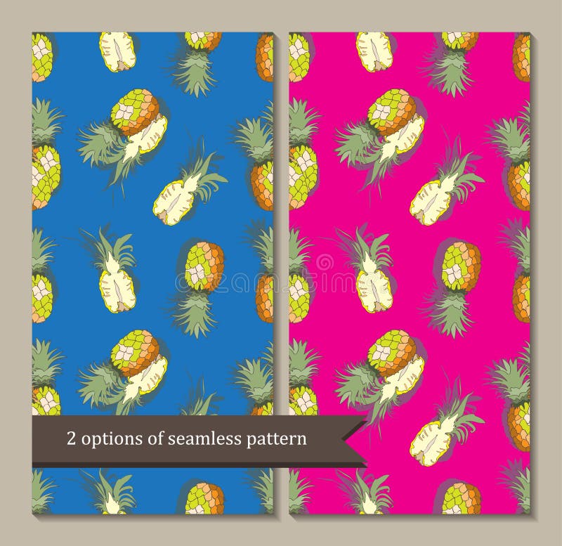Seamless Pattern with Pineapples in Two Versions. Stock Vector ...