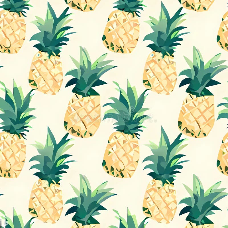 Pineapple Pattern Flat Art , Generate by Ai. Stock Illustration ...