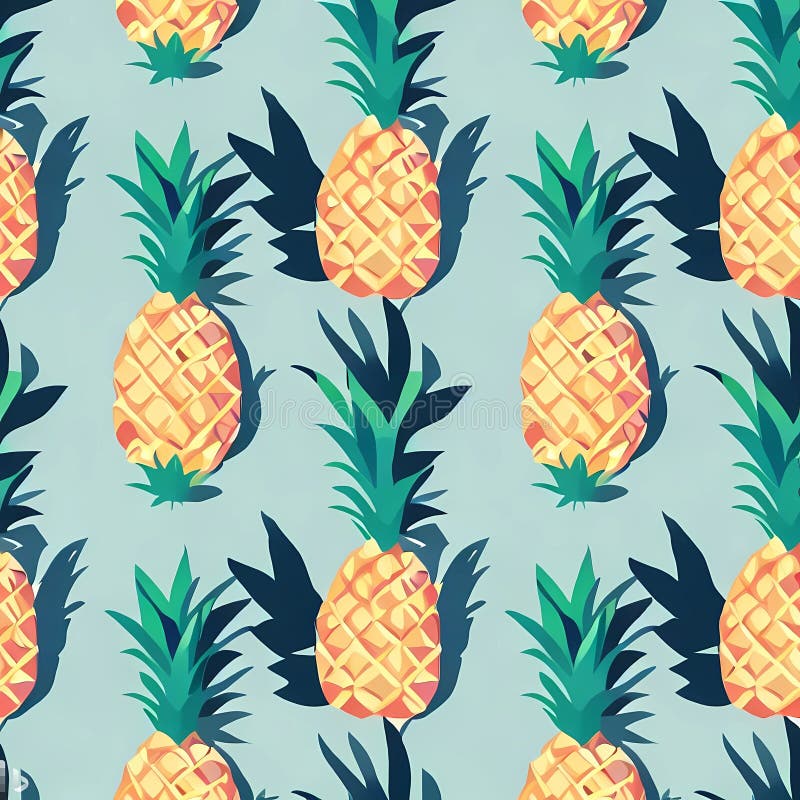 Pineapple Pattern Flat Art , Generate by Ai. Stock Illustration - Illustration of tree, design ...