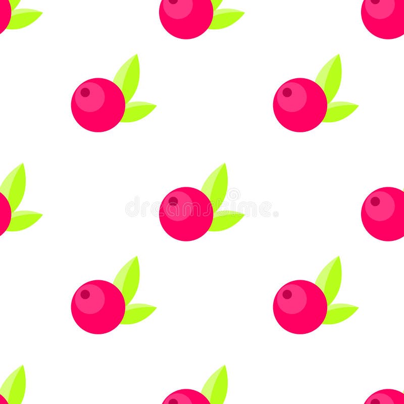 Seamless Pattern of Pink Berries with Leaves Stock Vector ...
