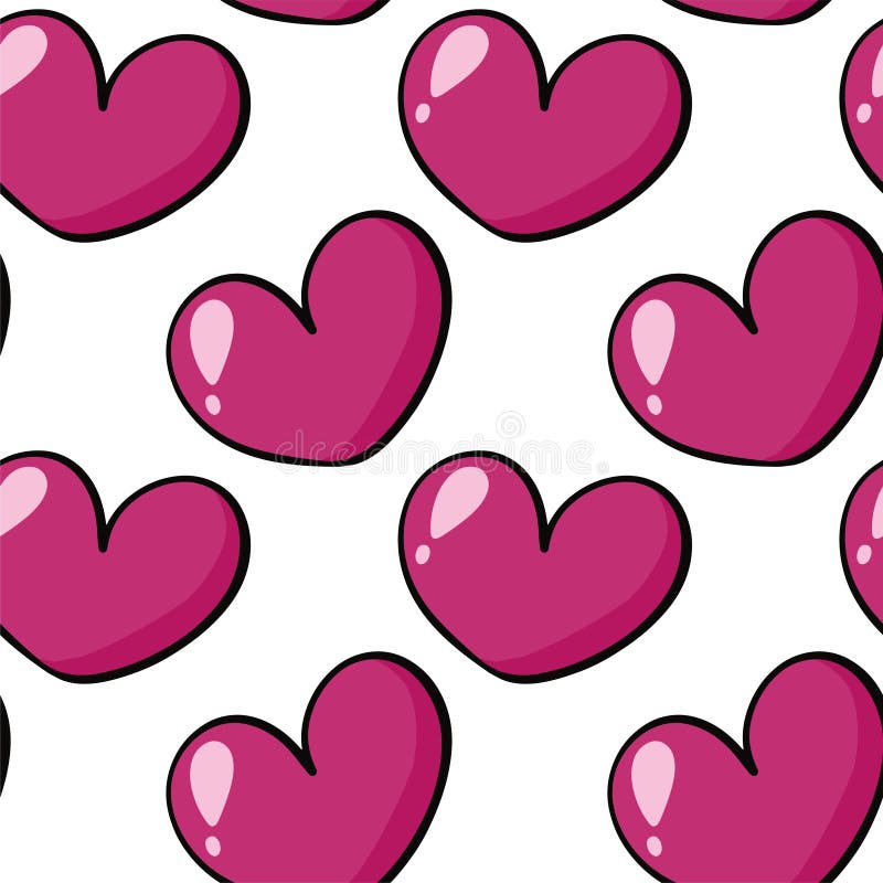 Seamless Pattern with Pink Big Hearts. Background with Bright Hearts ...