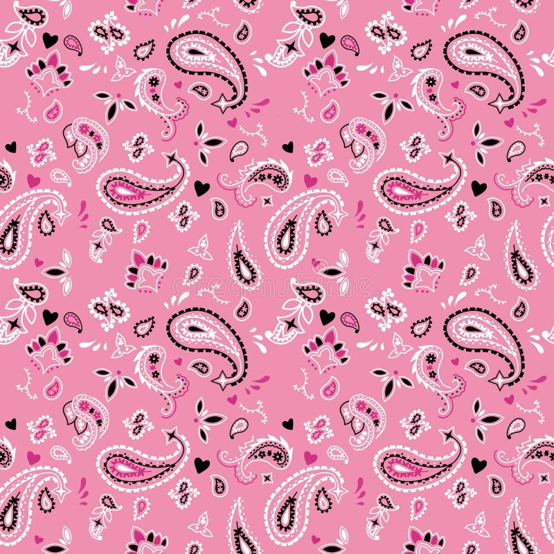 SEAMLESS PATTERN in PINK and BLACK PAISLEY DESIGN RASTER IMAGE Stock ...