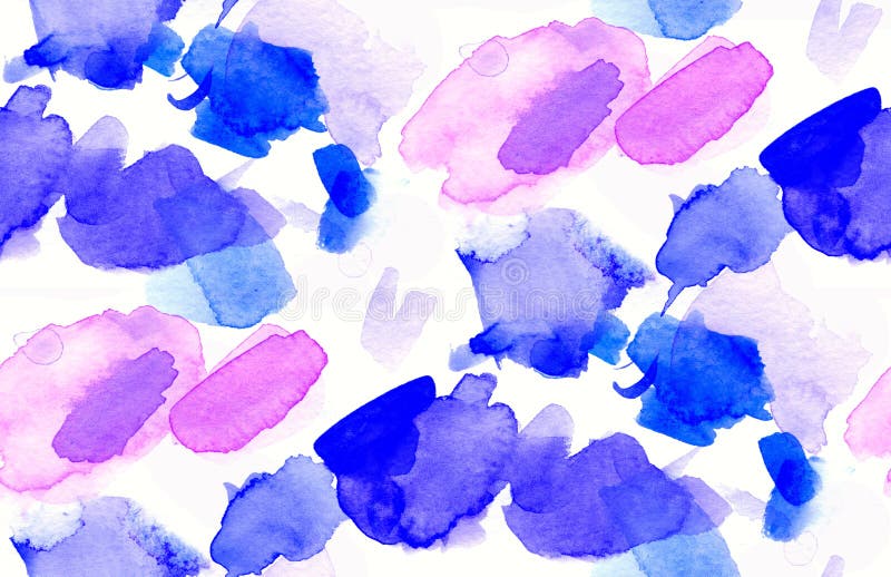 Seamless Pattern of Pink, Blue and Purple Watercolor Blots for ...