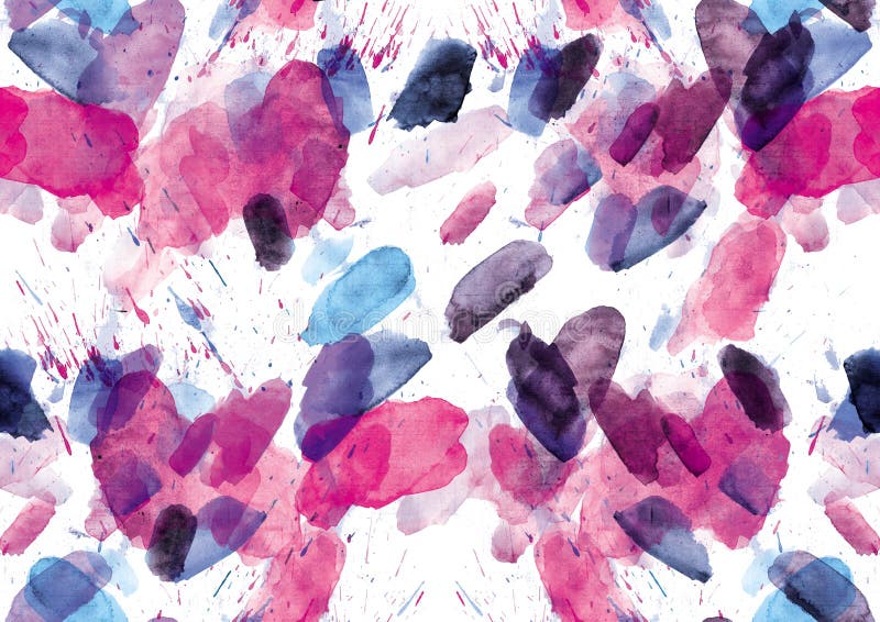 Seamless Pattern of Pink, Blue and Purple Watercolor Blots for ...
