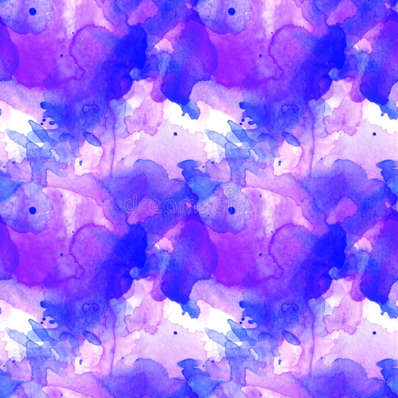 Seamless Pattern of Pink, Blue and Purple Watercolor Blots for ...
