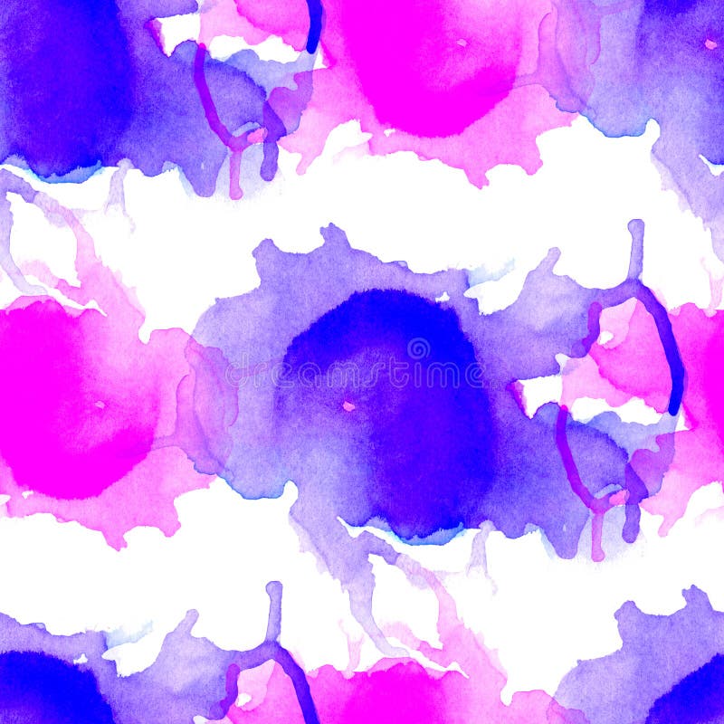 Seamless Pattern of Pink, Blue and Purple Watercolor Blots for ...