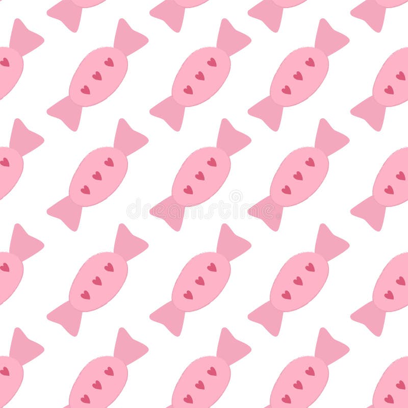 Seamless Pattern with Pink Candies with Hearts. Valentines Day Sweets ...