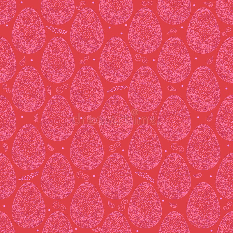 Seamless Pattern of Pink Easter Ornate Eggs Stock Illustration ...