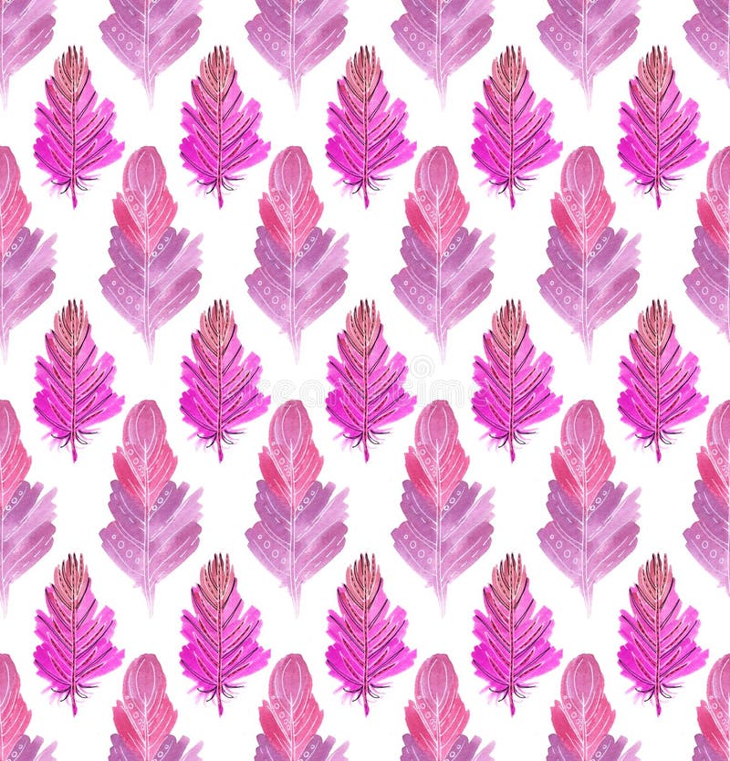 Seamless Pattern of Pink Feathers. Stock Illustration - Illustration of ...