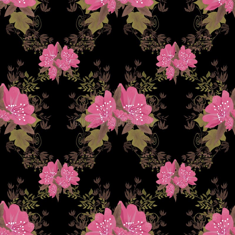 Pink Flowers Retro Abstract Seamless Pattern Texture Background Stock ...