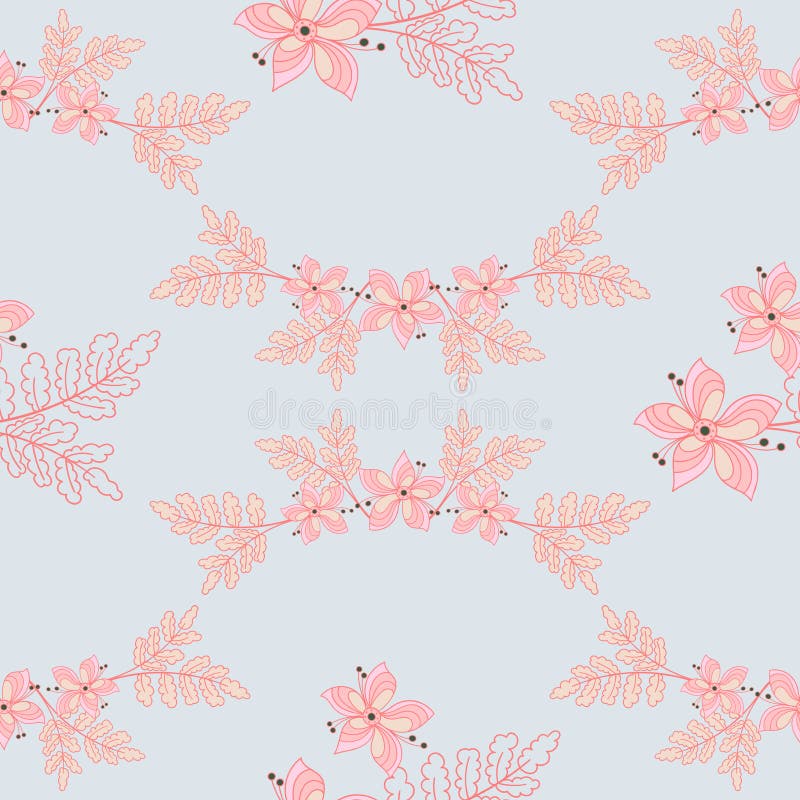 Seamless Pattern with Pink Flowers Stock Vector - Illustration of ...