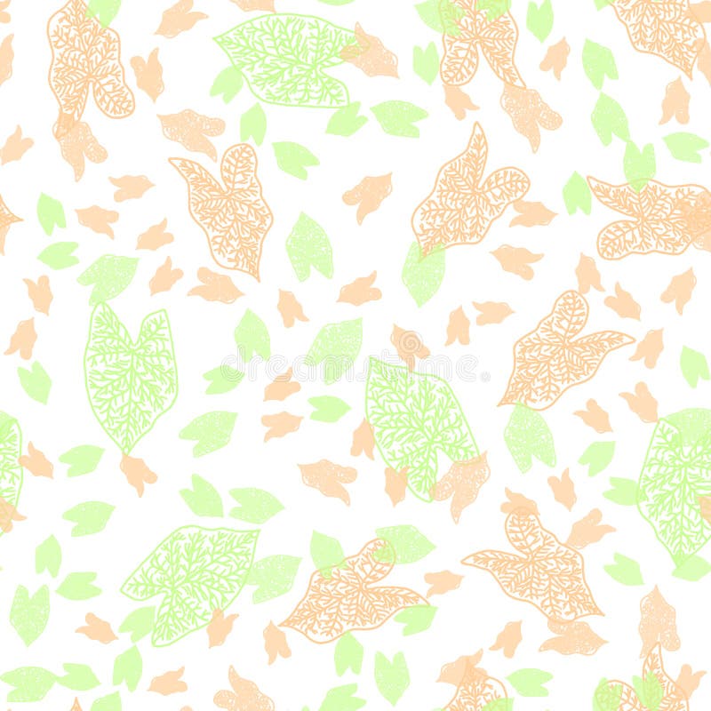 SEamless Pattern with Pink and Green Leaves Stock Illustration ...