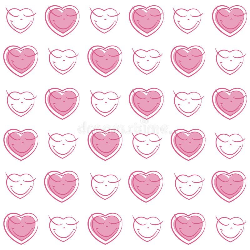 Seamless Pattern of Pink Hearts Stock Vector - Illustration of smiles ...