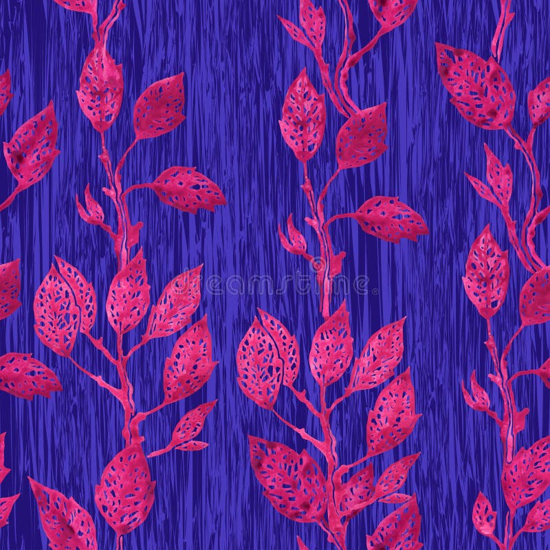 Seamless Pattern of Pink Leaves on Pink Branches Stock Vector ...