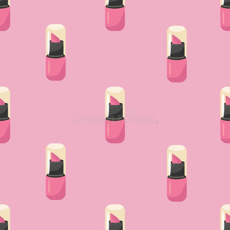 Seamless Pattern with Pink Lipstick Vector . Colored Background with ...