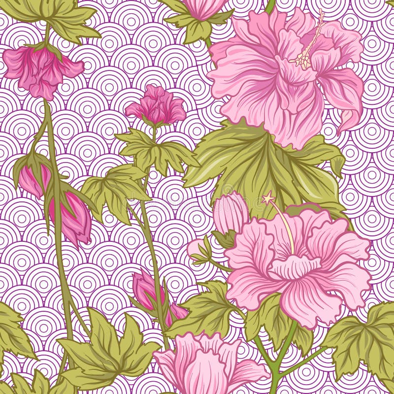 Peony Japanese Chinese Design Vector Seamless Pattern Stock ...