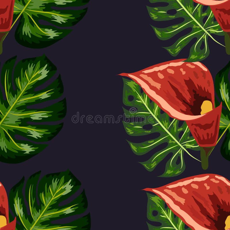 Seamless Pattern with Pink and Purple Calla Lilies on White Stock ...