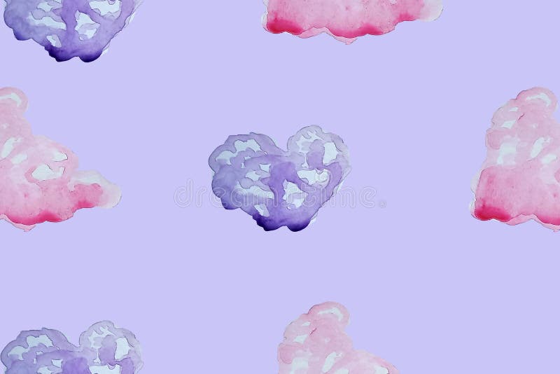 Seamless Pattern with Pink and Purple Clouds on Purple Background Stock ...