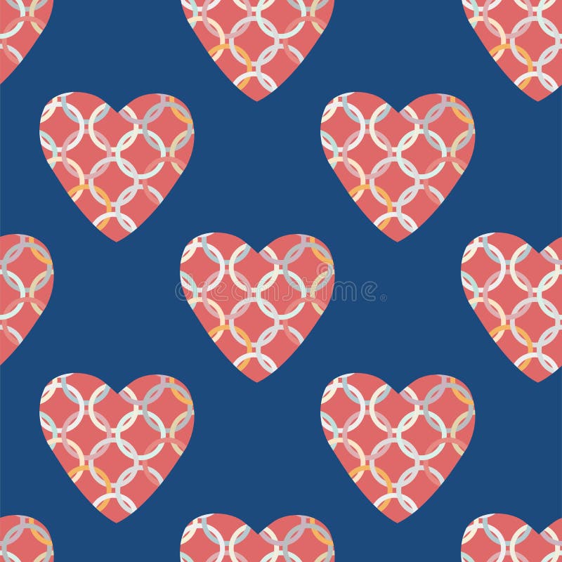 Seamless Pattern with Pink and Red Hearts. Vector Illustration. Stock ...