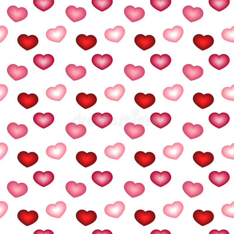 Seamless Pattern with Pink and Red Hearts Stock Vector - Illustration ...