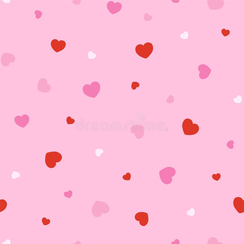 Seamless Pattern with Pink and Red Hearts. Vector Design Stock Vector ...