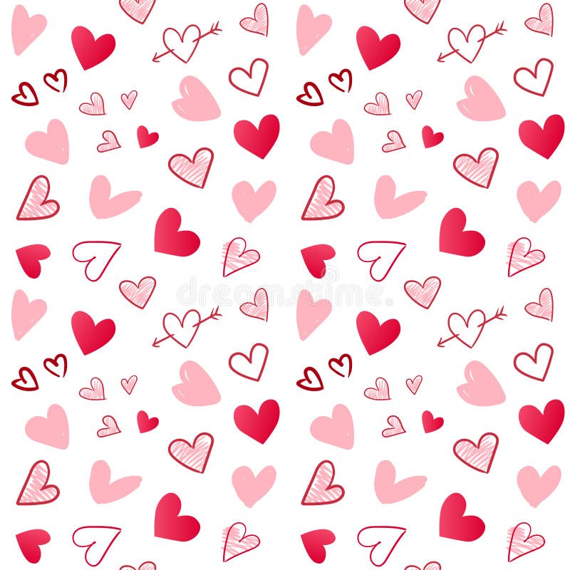 Seamless Pattern with Pink and Red Hearts Stock Vector - Illustration ...