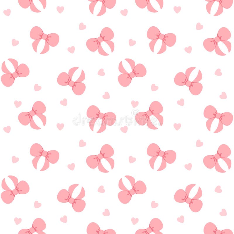 Seamless Pattern with Pink Ribbon Bow and Heart. Stock Vector ...