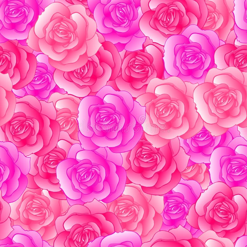 Seamless Pattern with Pink Roses. Vector Illustration. Stock Vector ...