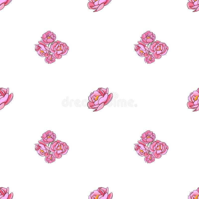 Seamless Pattern with Pink Roses. Stock Vector - Illustration of ...