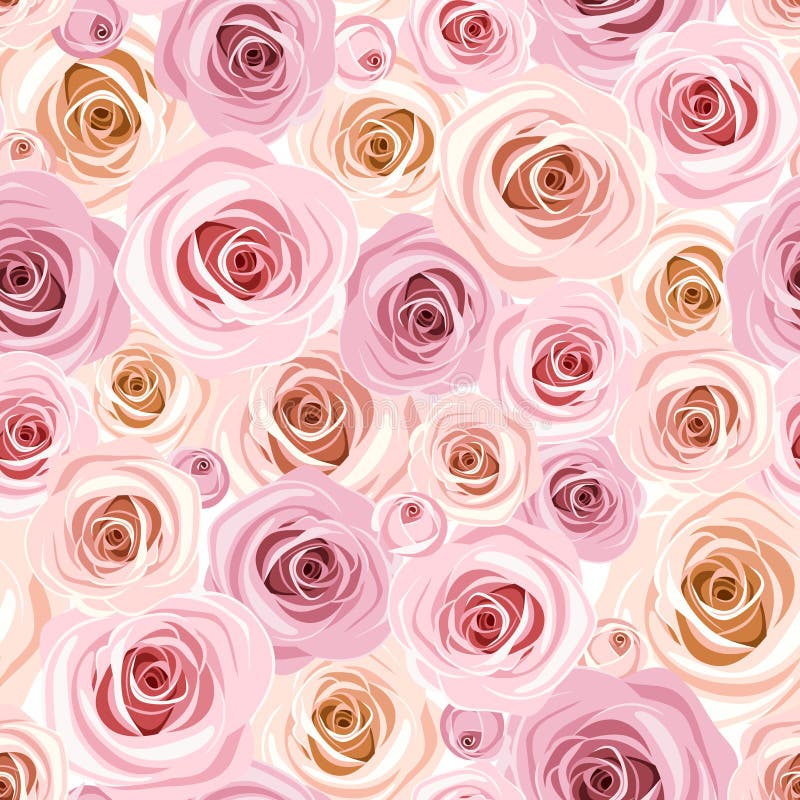 Seamless Pattern with Pink Roses. Vector Illustration. Stock Vector ...
