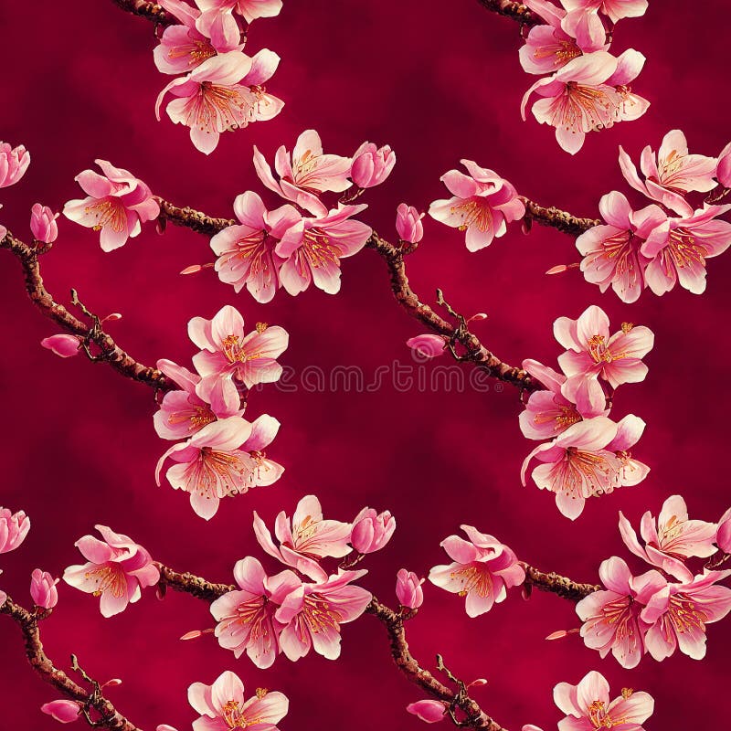 Seamless Pattern with Pink Sakura Flowers Stock Illustration ...