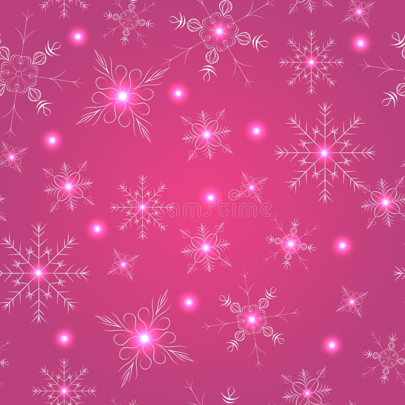 Seamless Pattern with Pink Snowflakes Stock Vector - Illustration of ...