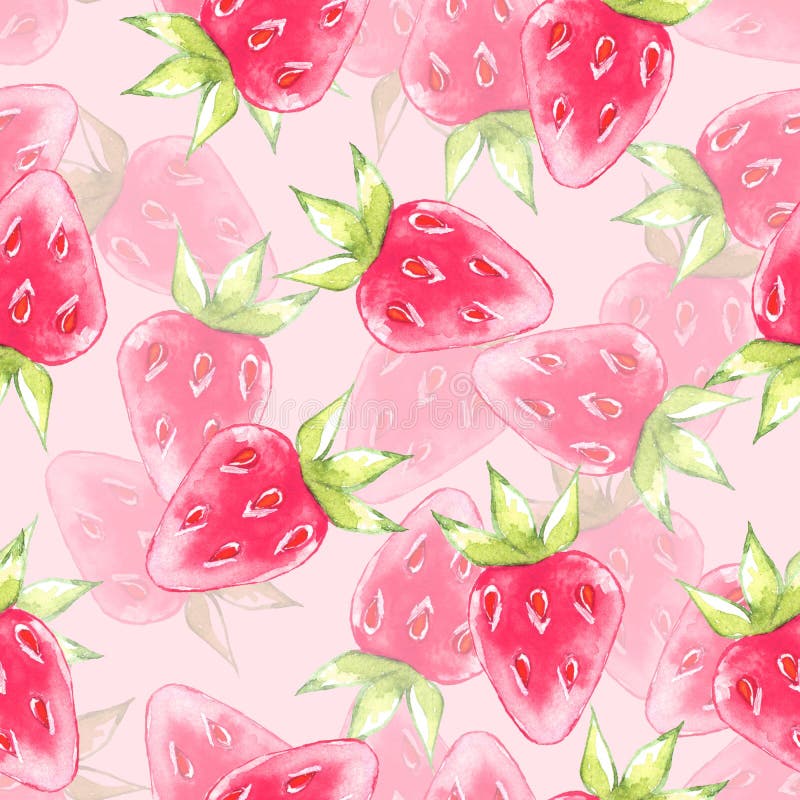 Seamless Pattern with Pink Strawberry 3 Stock Illustration ...